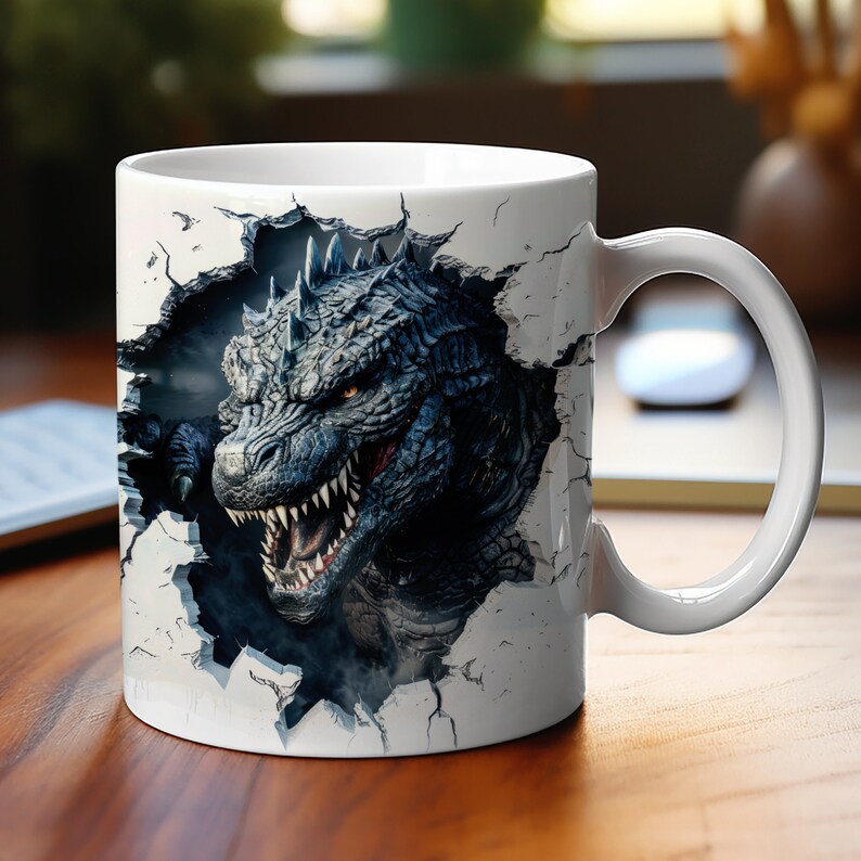 Godzilla 3D Mug Wrap, 11oz & 15oz Sublimation Design (digital Download ...