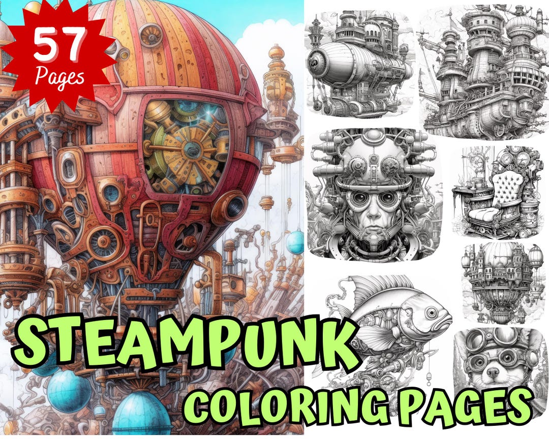 Steampunk Coloring Pages, Steampunk Coloring Book, Coloring Pages ...