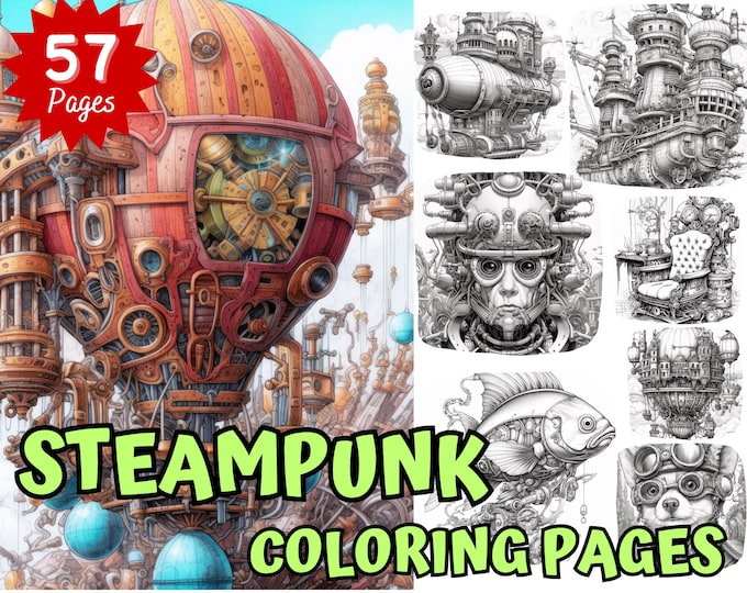 100 Steampunk Coloring Pages | Printable Coloring Book | Coloring Pages ...