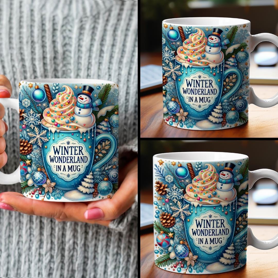 Christmas Mug Wraps | PNG Digital Download | Cute Holiday Mug Designs ...
