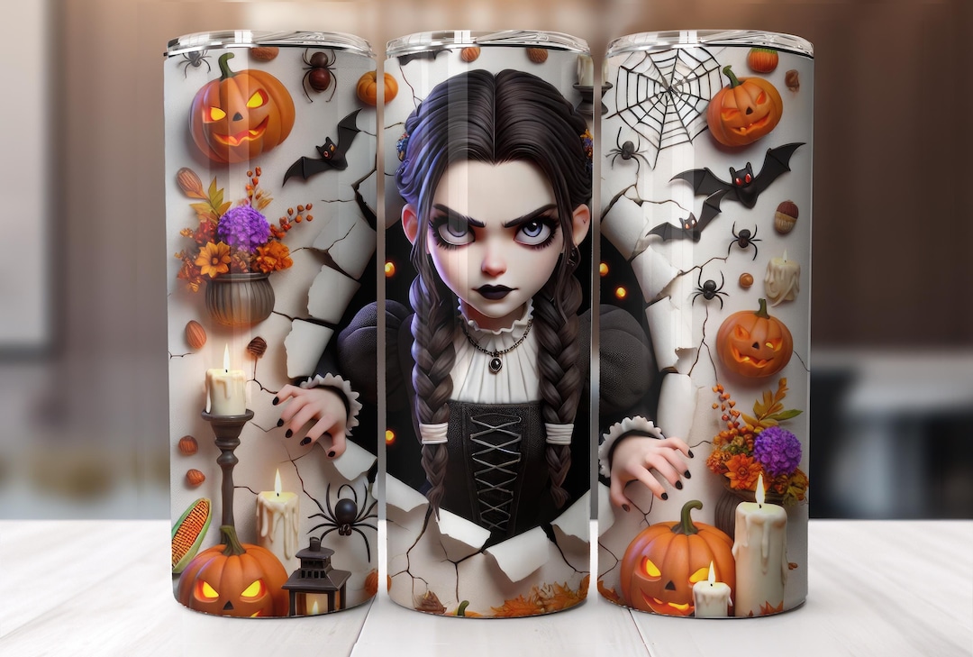 3D Effect Wednesday Addams Tumbler Wrap, Wednesday Addams, 20 Oz ...