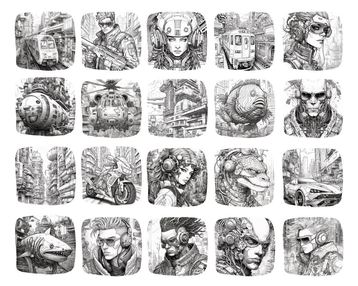 Cyberpunk Coloring Pages, Cyberpunk Coloring Book, Coloring Pages ...