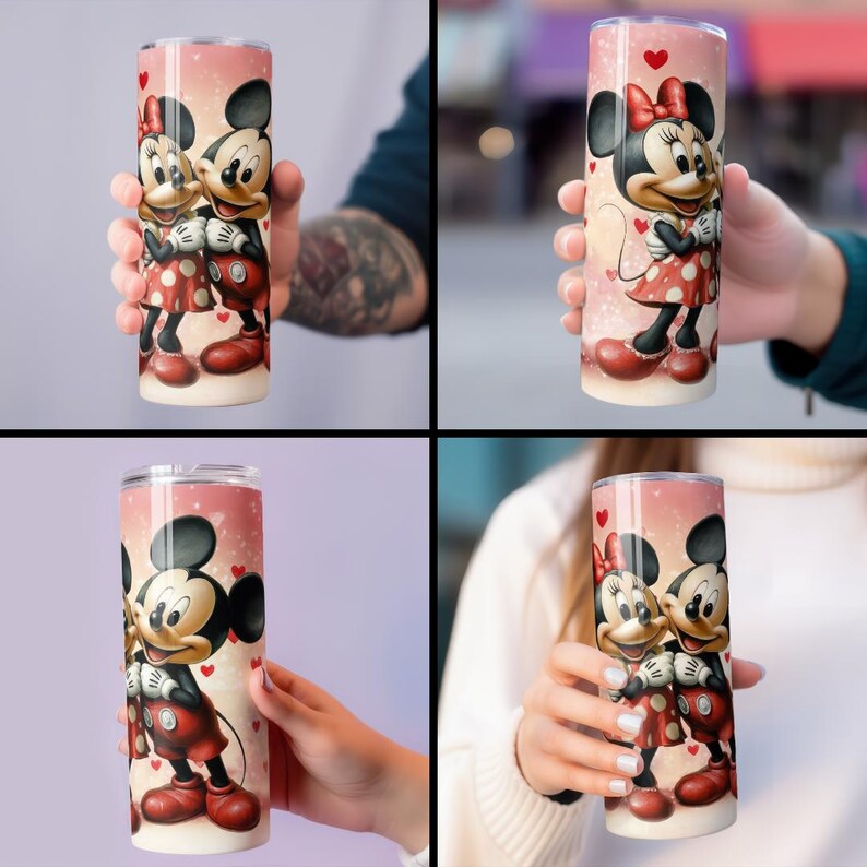 Mickey and Minnie Mouse Tumbler Wrap, 20oz Skinny Tumbler Wrap PNG ...