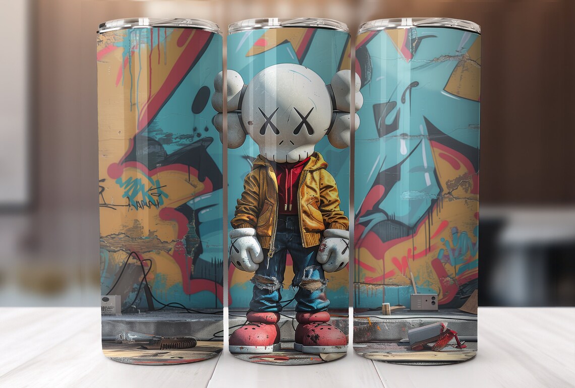Kaws Tumbler Wrap, 20oz Skinny Tumbler Kaws Wrap PNG, Tumbler ...