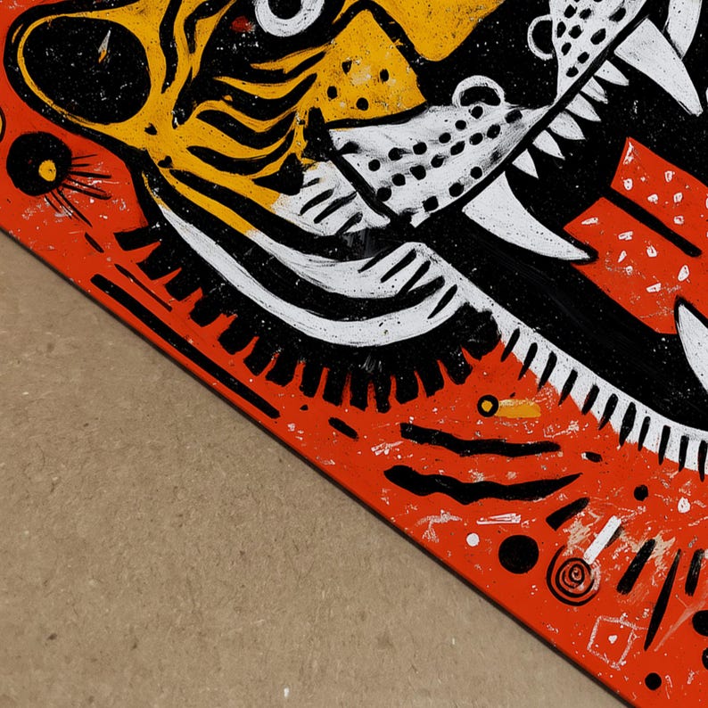 Contemporary Malaysian Tiger Print | Red Orange and Black Animal Poster ...