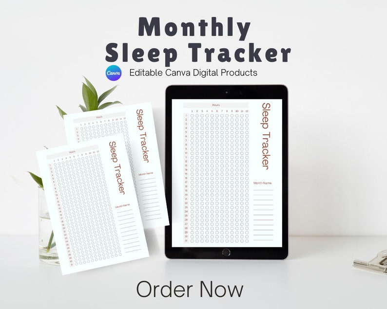 Sleep Tracker Printable & Editable Sleep Log Digital Sleep Monitoring ...