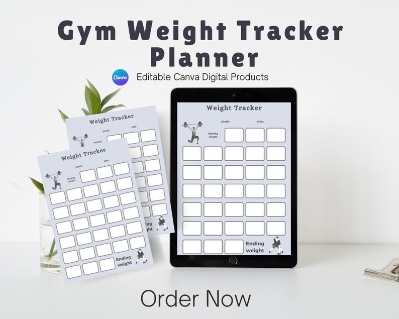 Gym Weight Tracker Planner Printable & Editable Workout Progress Log ...