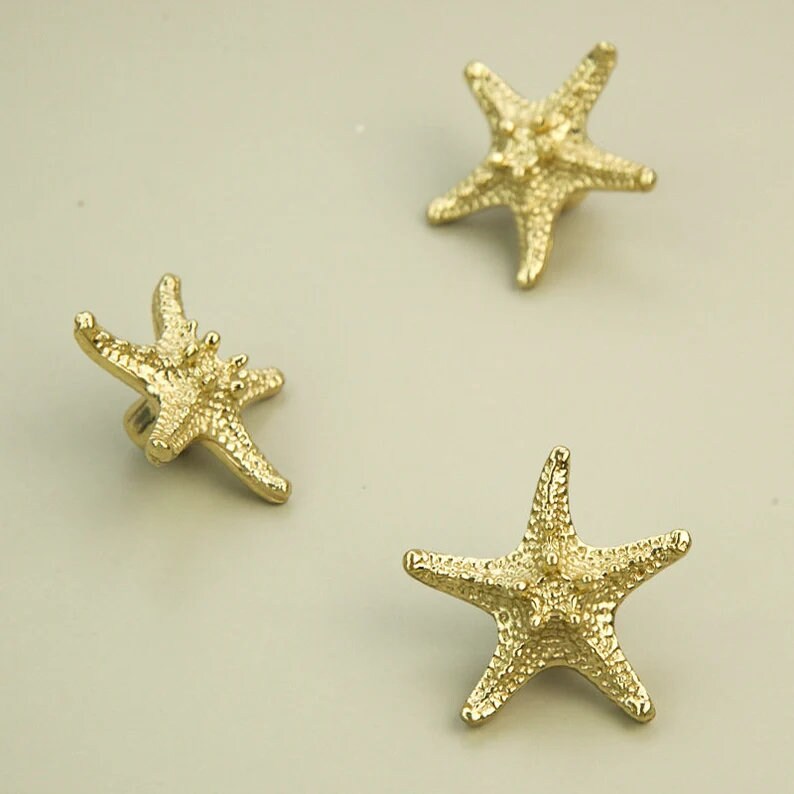 Solid Brass Starfish Knobs Dresser Special Knob Drawer Pulls Knobs Wardrobe Knob Kitchen Cabinet ...