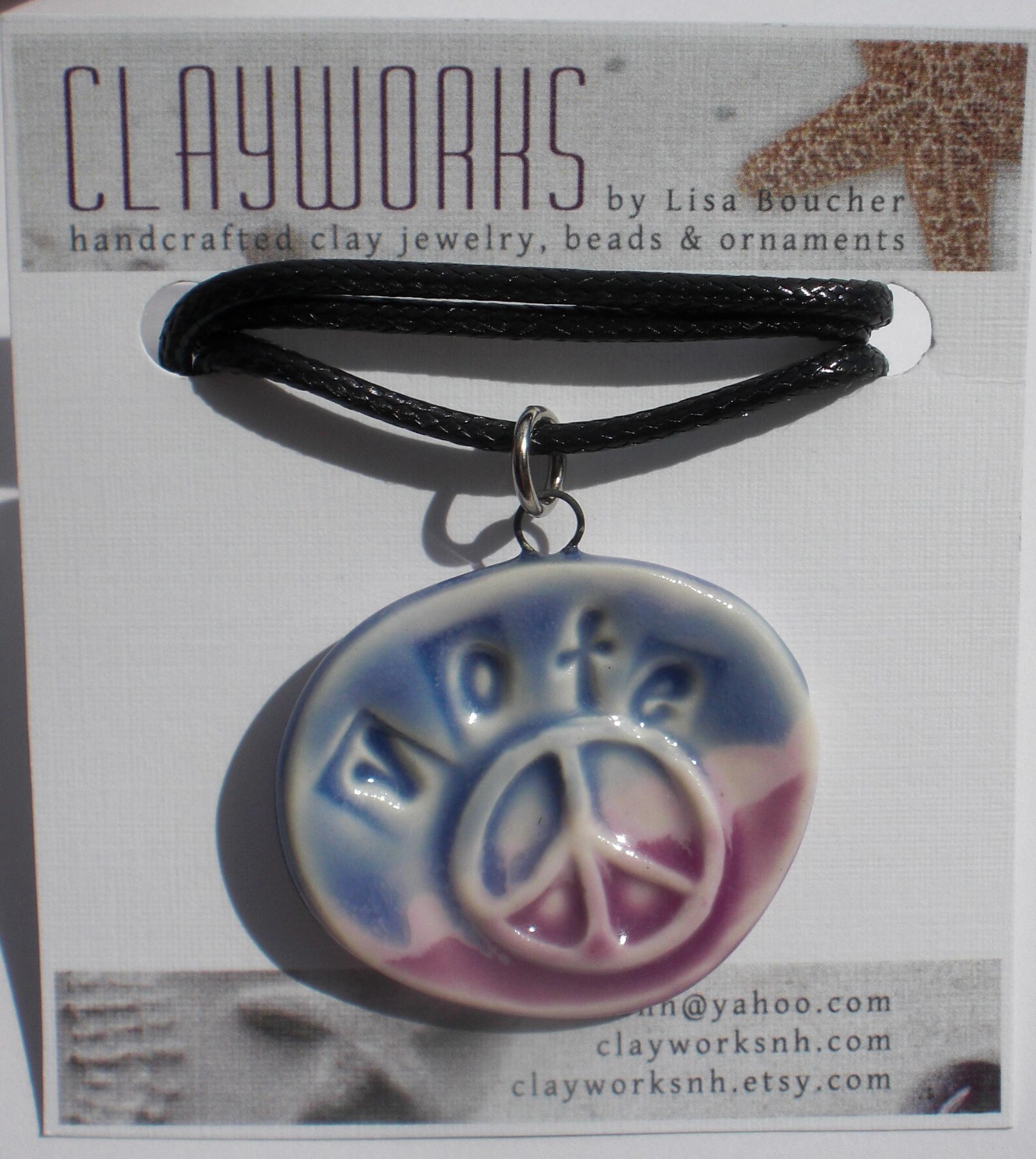 Porcelain Purple Peace Sign Vote Necklace - Etsy