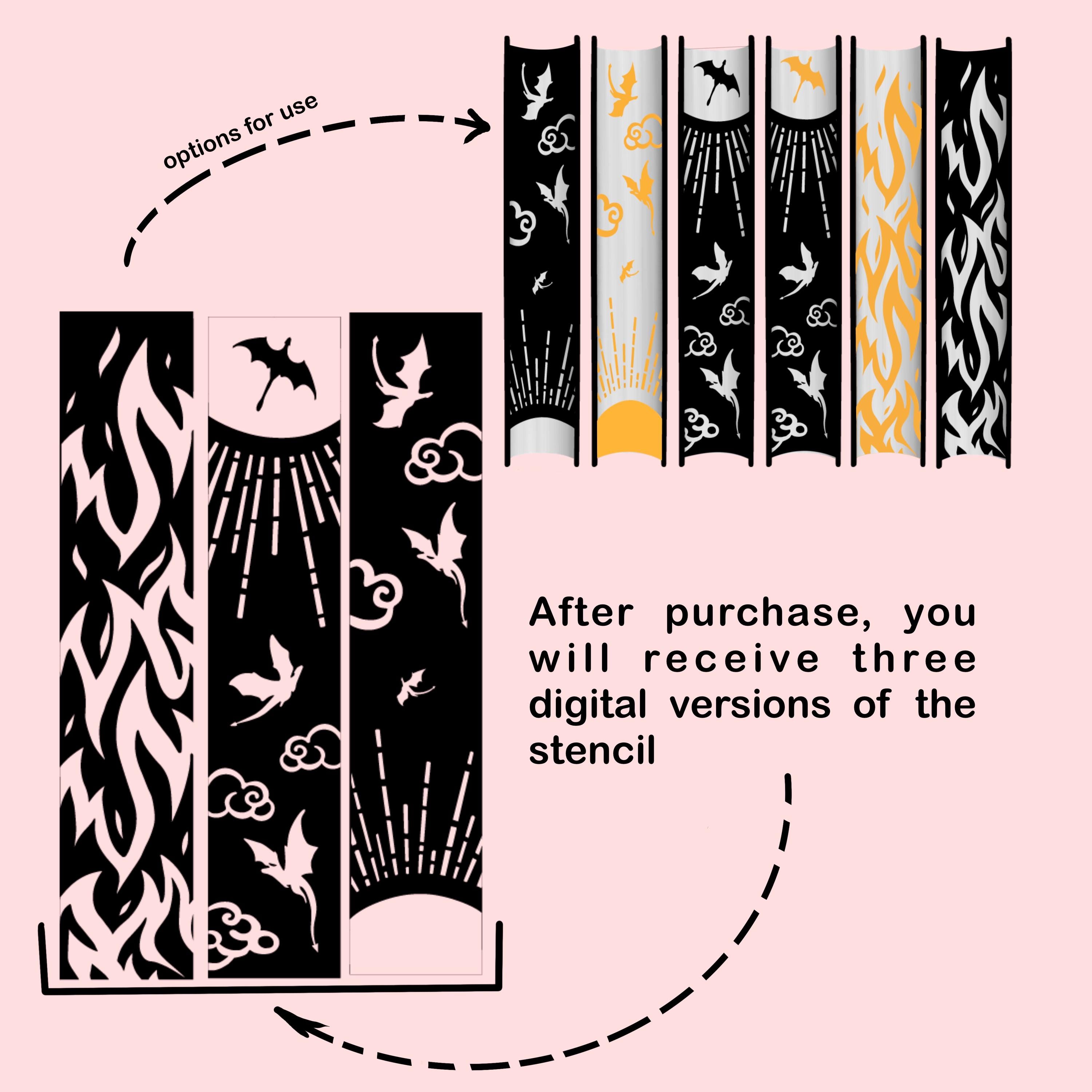 Flame, Digital File, Stencil Spines for Sprayed Edges, PNG SVG, Fourth ...
