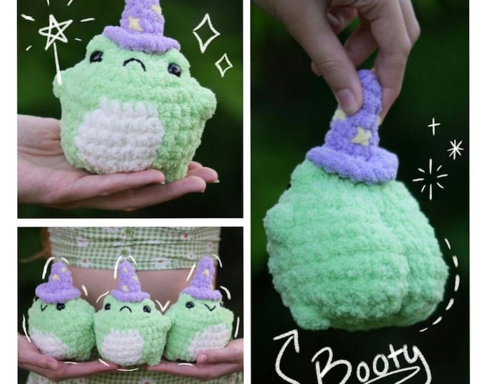 Wizard FROG Stuffed Animal | Cheeky Frog Amigurumi | Thicc Wizard Frog Crochet Plushie | Frog ...