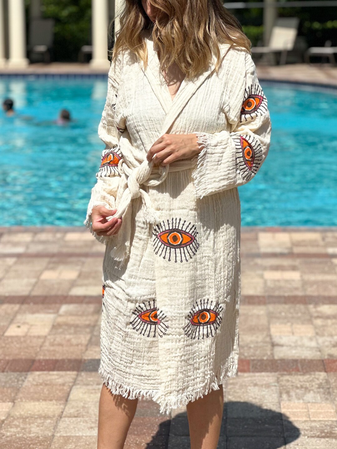 Bathrobe for Women,evil Eye Robe, Yoga Robes, Organic Cotton Robe ...