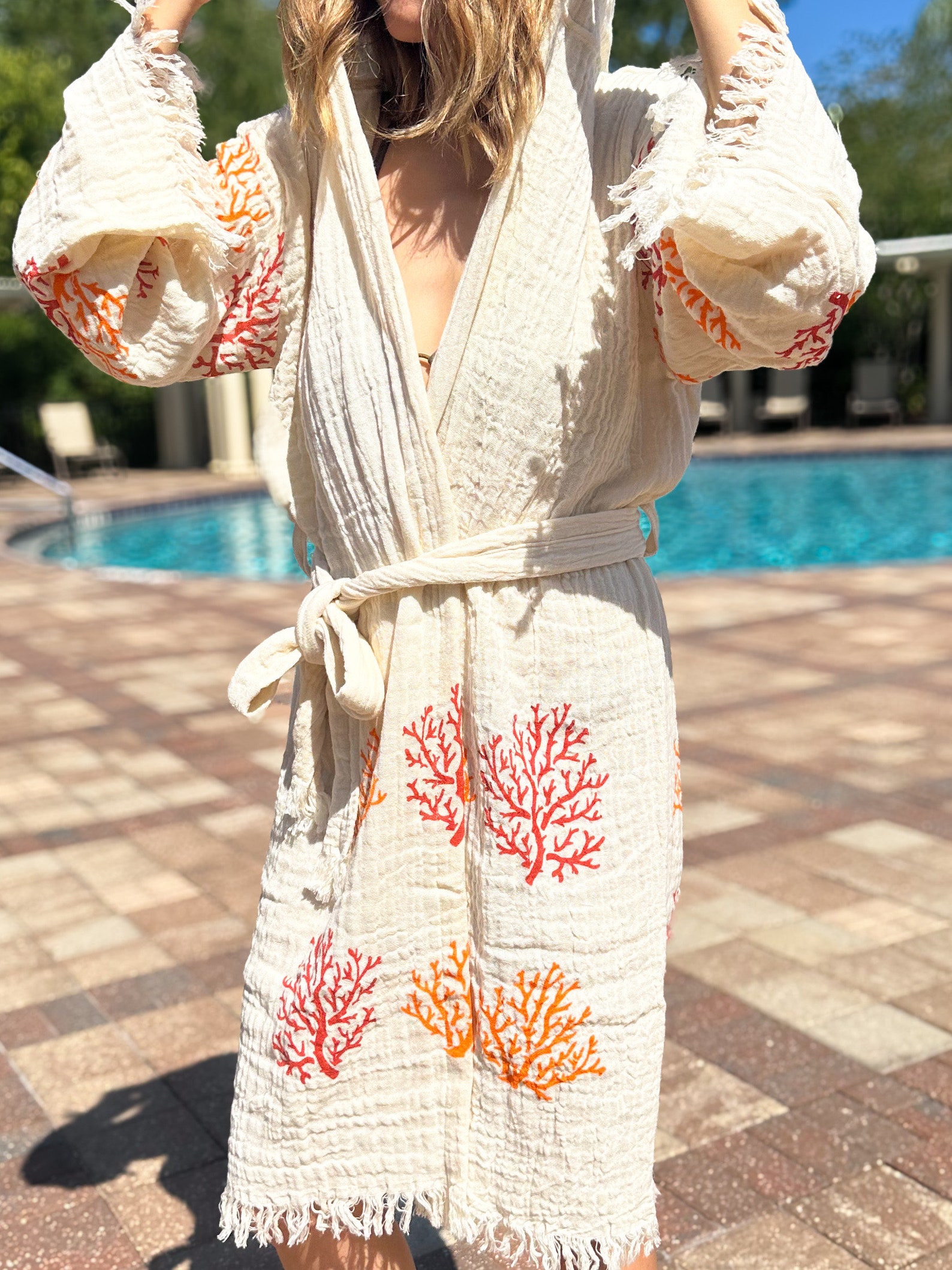 Bathrobe for Women, Organic Cotton Robe, Hoodie Bath Robe, Muslin Soft ...
