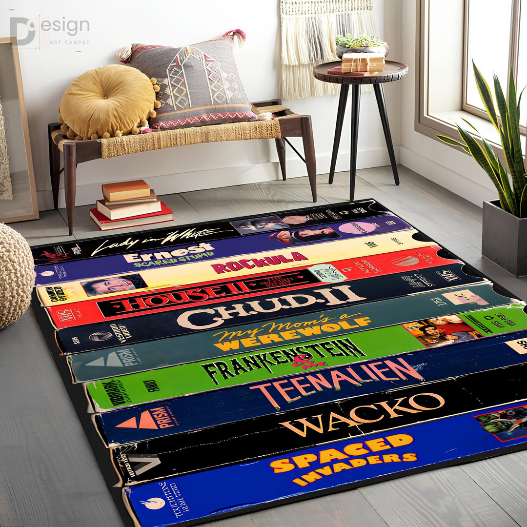 VHS Rug, Horror Movie Rug, Retro Movies Rug, Movie Room Decor ...