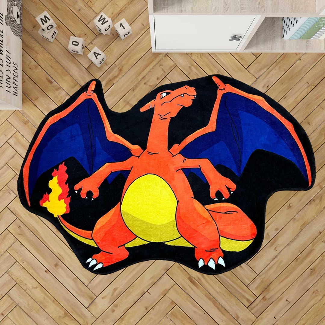 Charizard Rug, Christmas Gift, Kids Room Decor, Home Decor Mat, Kids ...