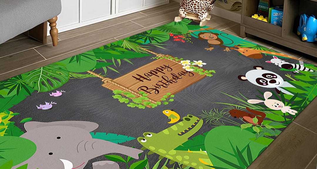 Zoo Themed Rug, Safari Animal Rug, Soft Area Rug, Rugs for Baby Room ...