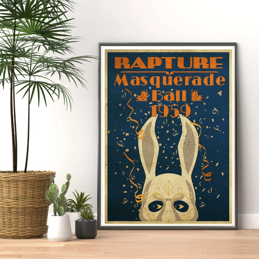 Bioshock Rapture Masquerade Ball Rabbit Mask Movie Poster Print Canvas ...