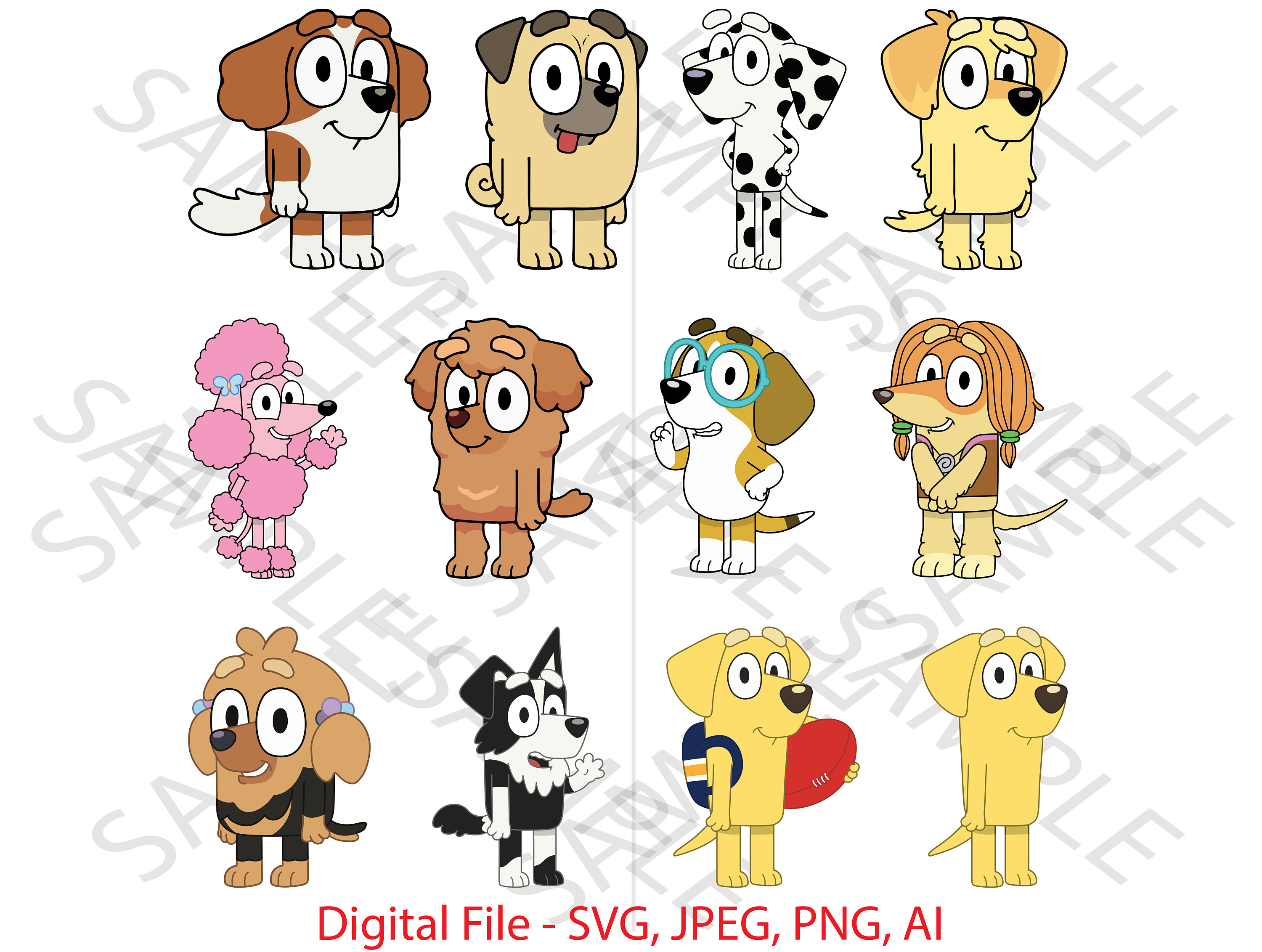 Bluey Show Bundle, 50 Bluey Characters, Bluey, Bluey SVG, Bluey Show ...