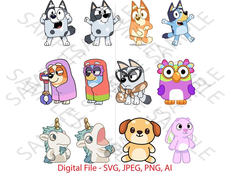 Bluey Show Bundle, 50 Bluey Characters, Bluey, Bluey SVG, Bluey Show ...