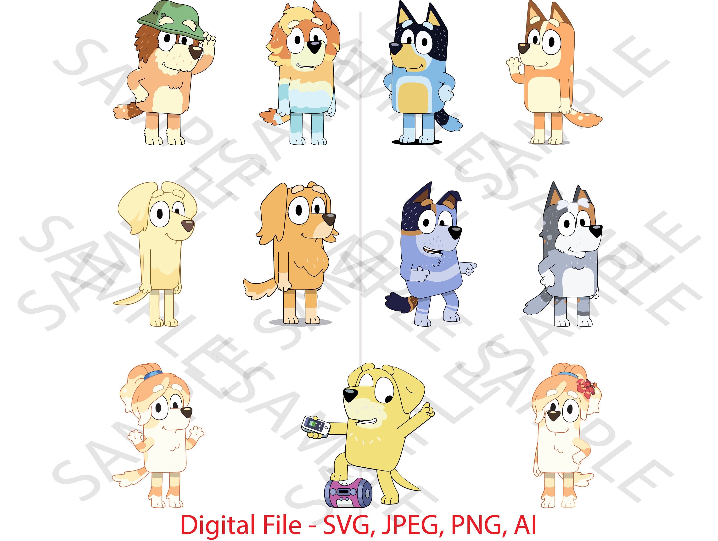 Bluey Show Bundle, 50 Bluey Characters, Bluey, Bluey SVG, Bluey Show ...