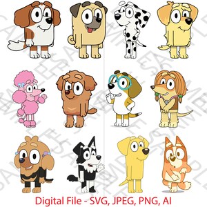 Bluey Show Bundle, 23 Bluey Characters, Bluey, Bluey Friends SVG Bundle ...