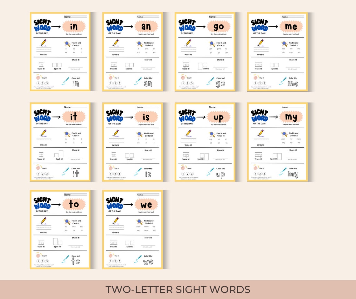 Homeschool Sight Words Bundle Preschool & Kindergarten Learning ...