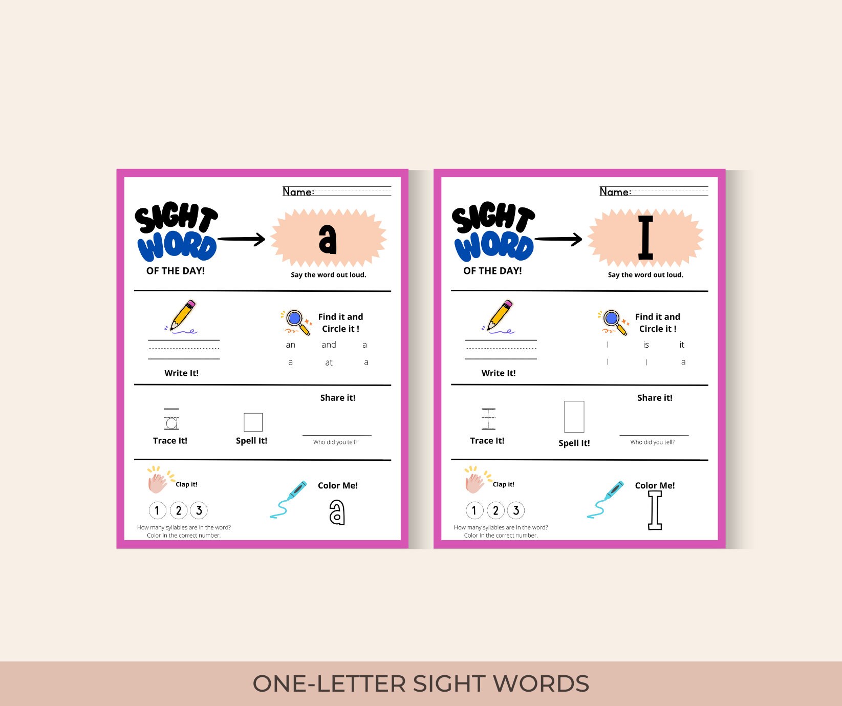 Homeschool Sight Words Bundle | Preschool & Kindergarten Learning ...