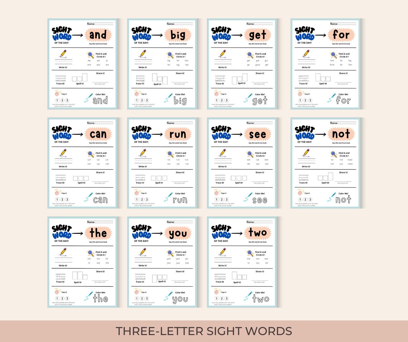 Homeschool Sight Words Bundle | Preschool & Kindergarten Learning ...
