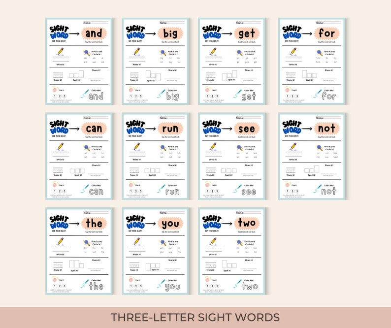 Homeschool Sight Words Bundle | Preschool & Kindergarten Learning ...