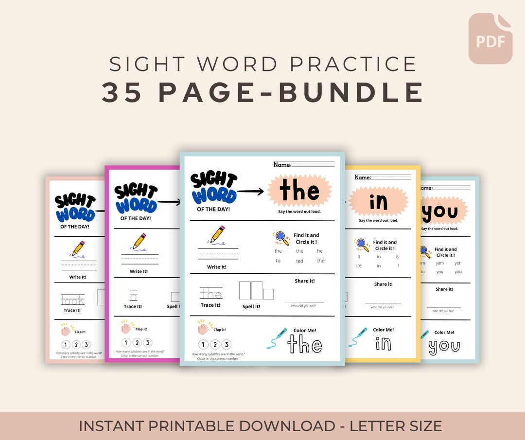 Homeschool Sight Words Bundle | Preschool & Kindergarten Learning ...