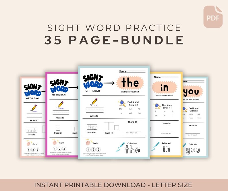 Homeschool Sight Words Bundle | Preschool & Kindergarten Learning ...
