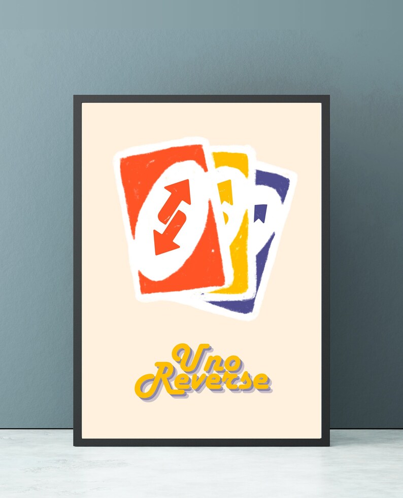 Retro Uno Reverse Trendy Printable Wall Art, Teenager Gift, Posters for ...