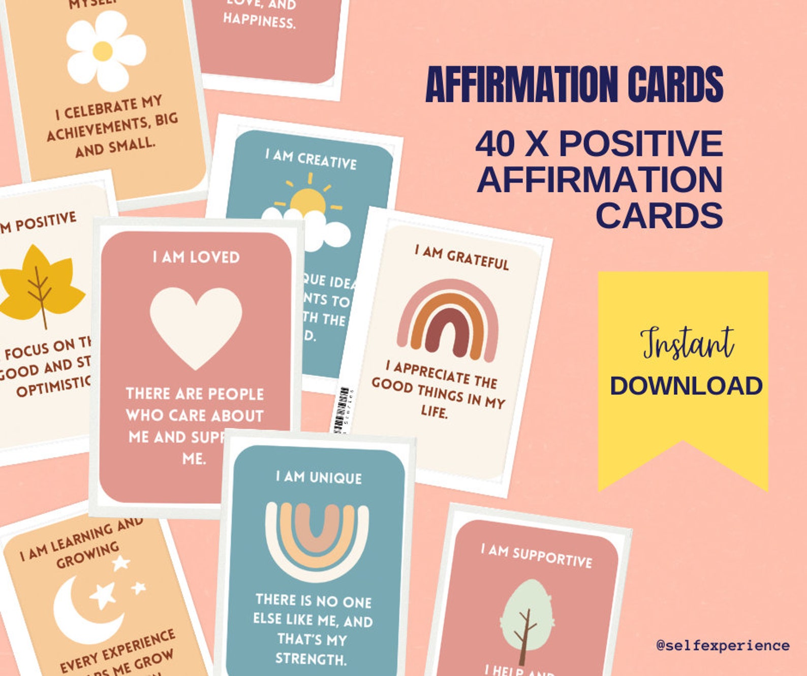 40 Positive Affirmation Flash Cards for Teens Boost Confidence, Self ...