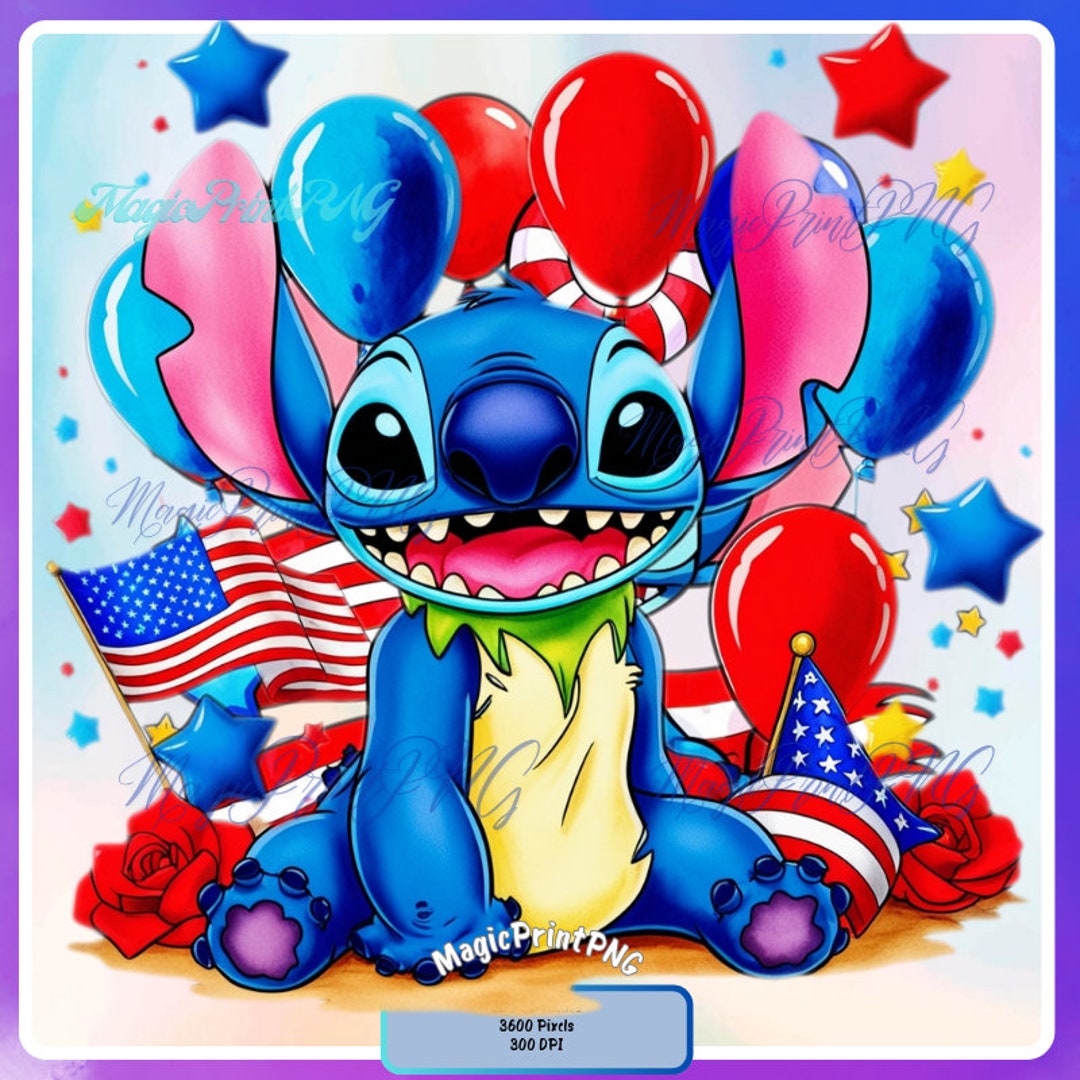 12 PNG 4th of July Stitch Clipart Digital Independence Day Image ...