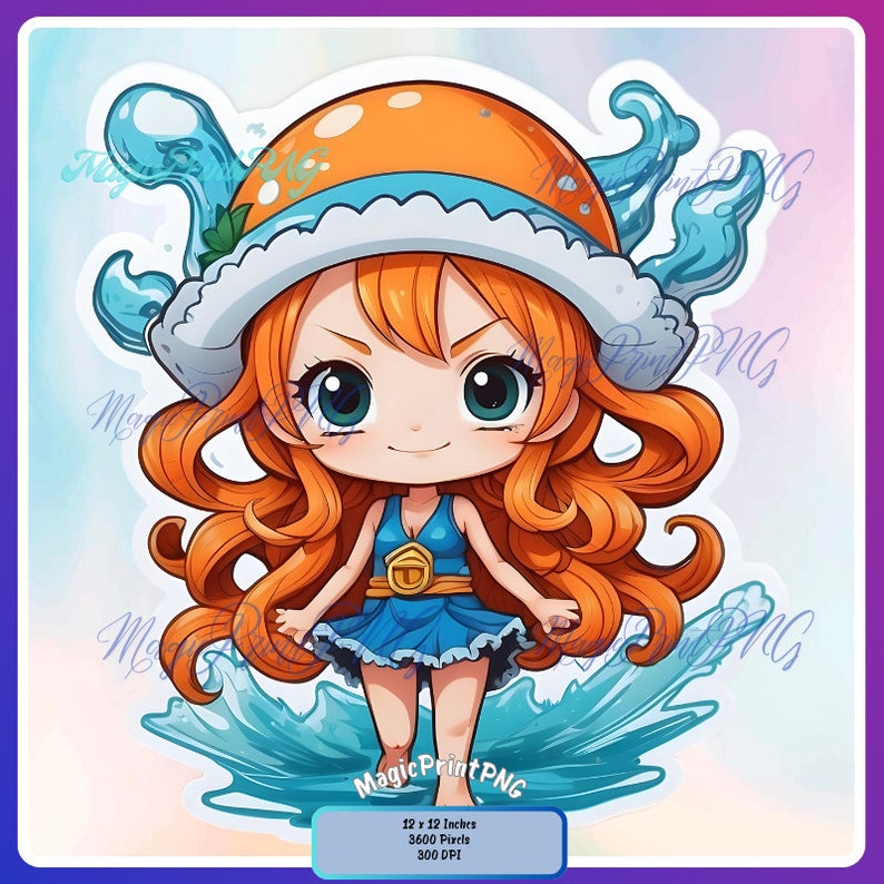 10 PNG Nami Chibi Art Pack One Piece Digital Art, Instant Download ...