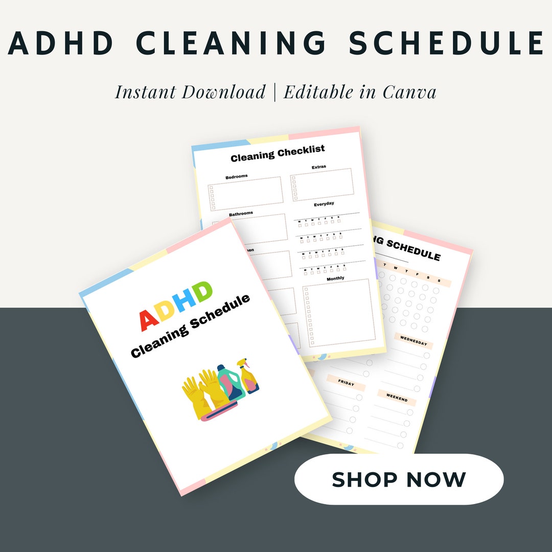Editable ADHD Cleaning, ADHD Cleaning Planner, ADHD Chore Chart ...