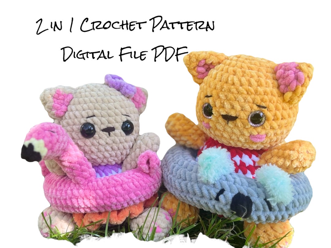 Cat and Kitty With Floaties Crochet Pattern, Summer Plushie Crochet ...