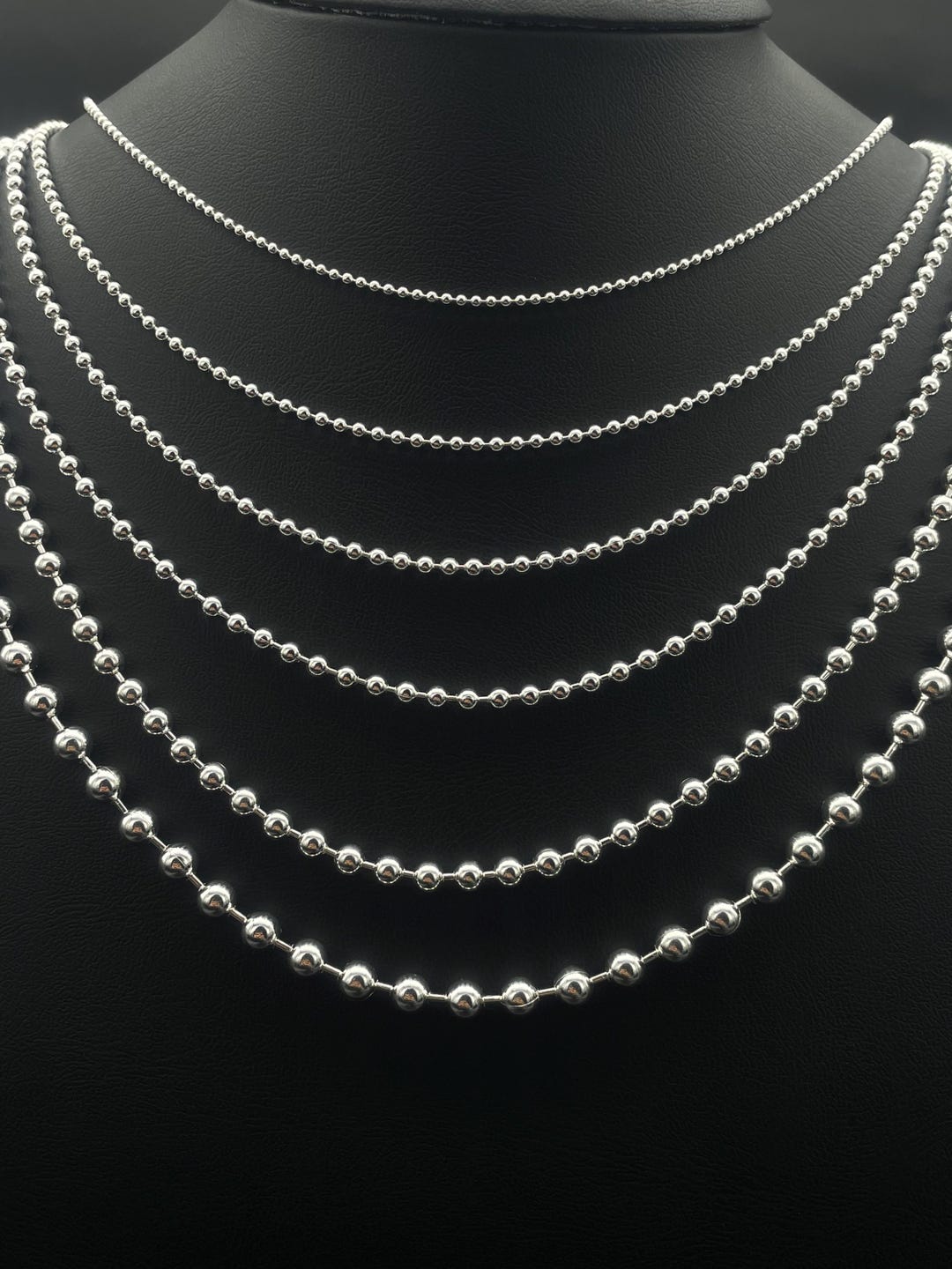 925 Sterling Silver Ball Bead Chain Necklace, Dainty Women Ball Link ...