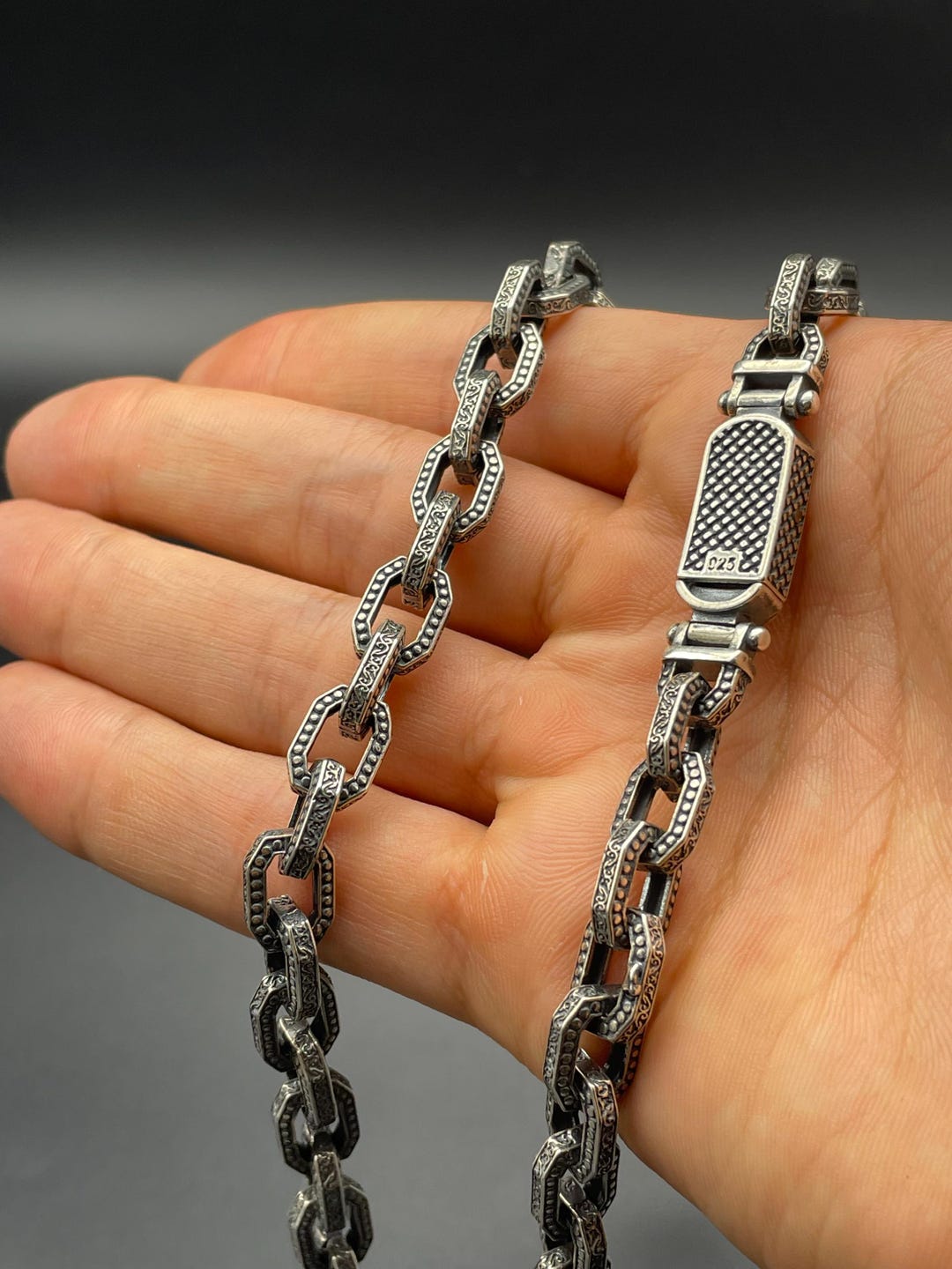 925 Sterling Silver Cable Link Chain Necklace, Real Silver Chain, Men's ...