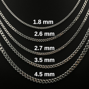 925 Sterling Silver Curb Chain Necklace, Italian Cuban Chain Necklace ...