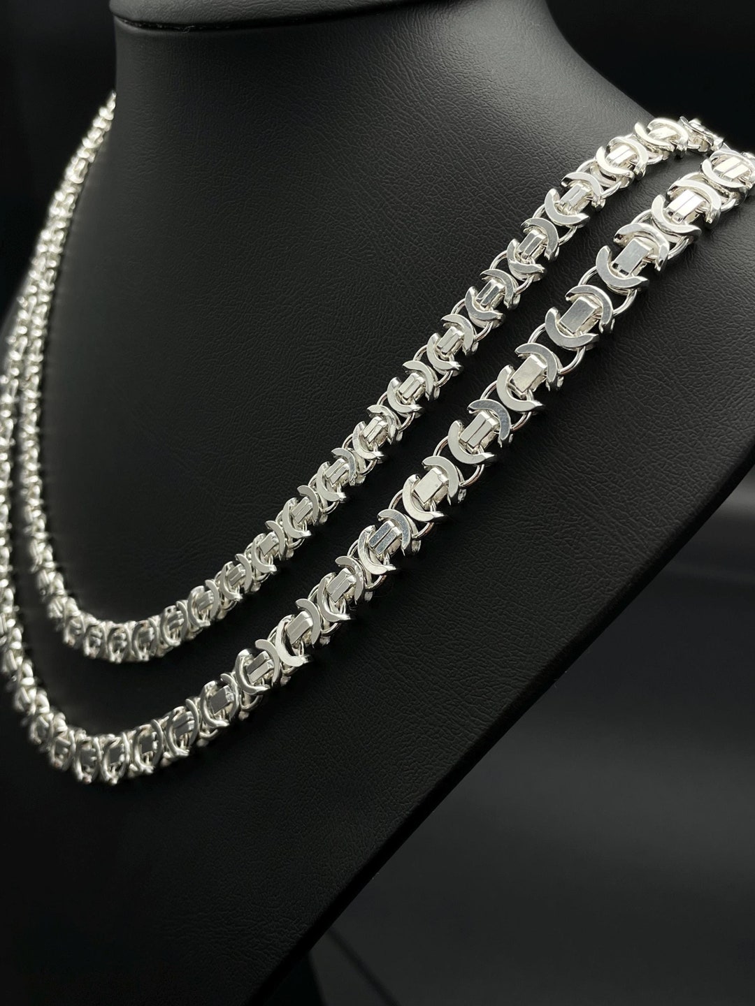 925 Sterling Silver Euro Byzantine Chain, Euro Bali Chain Necklace, Flat Byzantine Chain, 925k ...