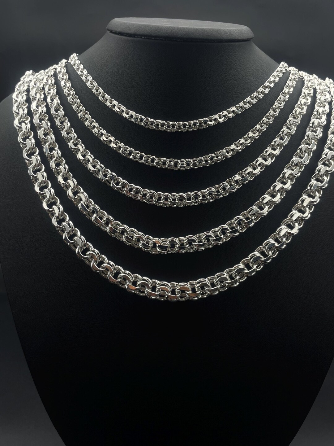 925 Sterling Silver Rolo Chain Necklace, Heavy Silver Belcher Necklace ...