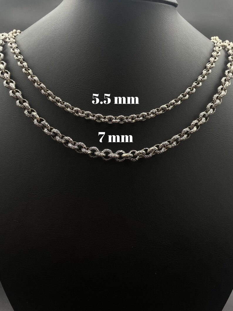 925 Sterling Silver Rolo Link Chain Necklace | Handmade Vintage Style ...