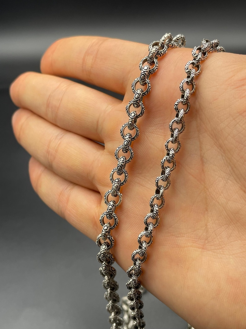 925 Sterling Silver Rolo Link Chain Necklace | Handmade Vintage Style ...