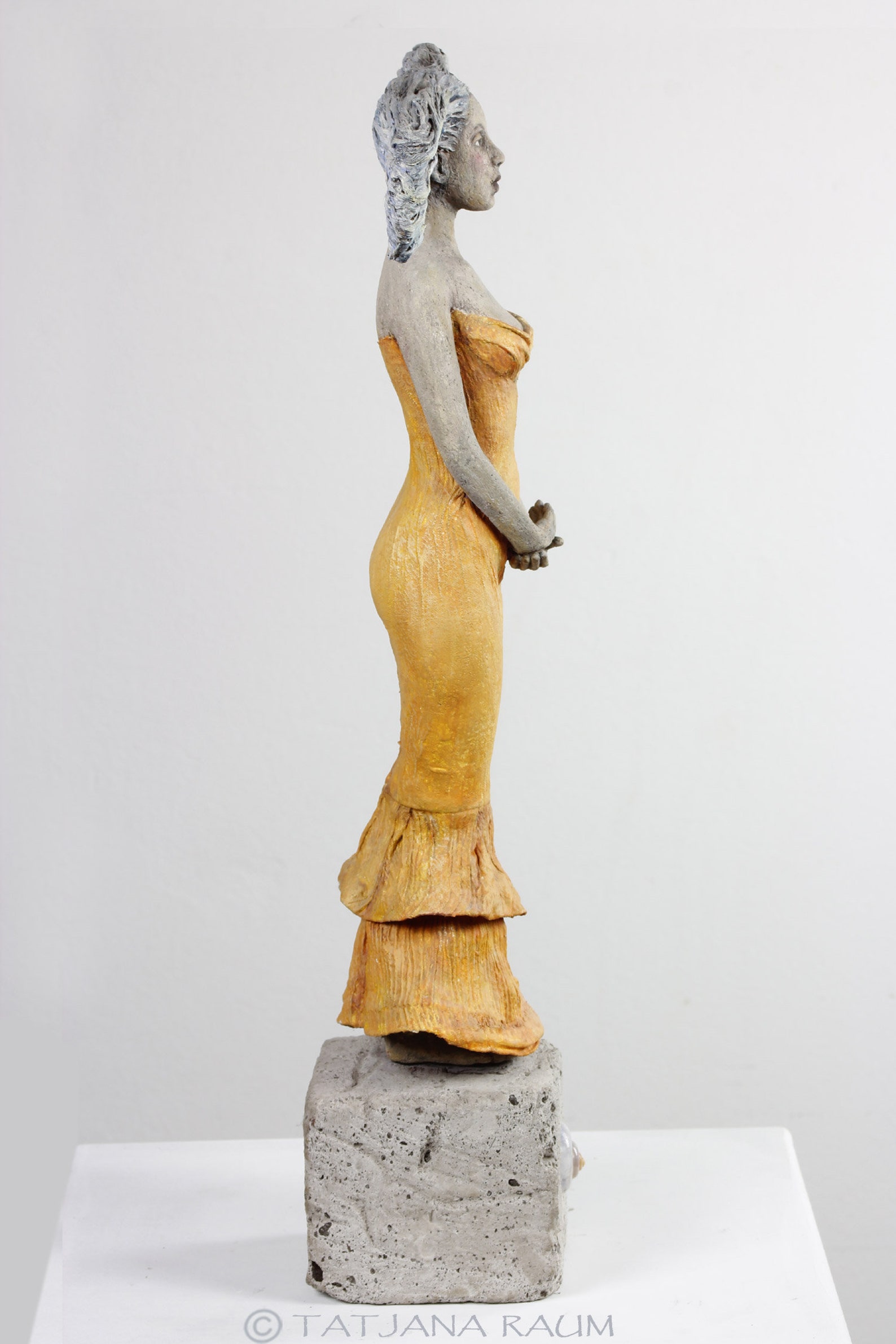 OOAK Clay Sculpture Woman in Yellow Dress Special Offer - Etsy