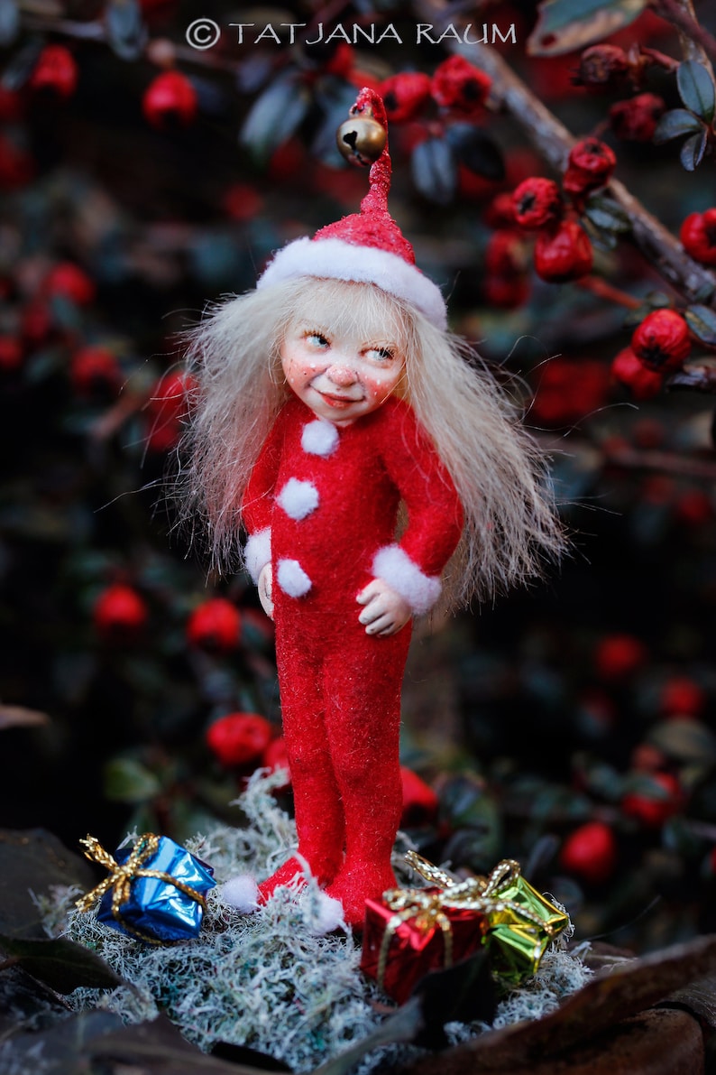 Miniature Snow Pixie Girl With Red Hat 1:12 Dollhouse Size by - Etsy