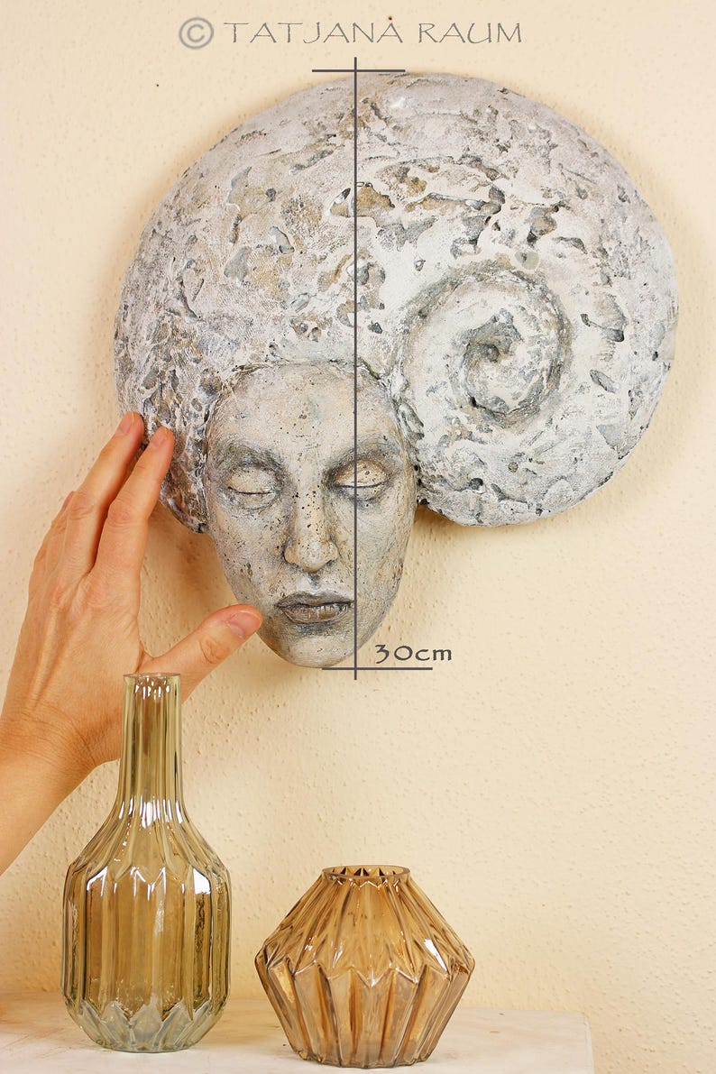 Relief Woman With Snail Hat Sculpture Clay and Plaster - Etsy