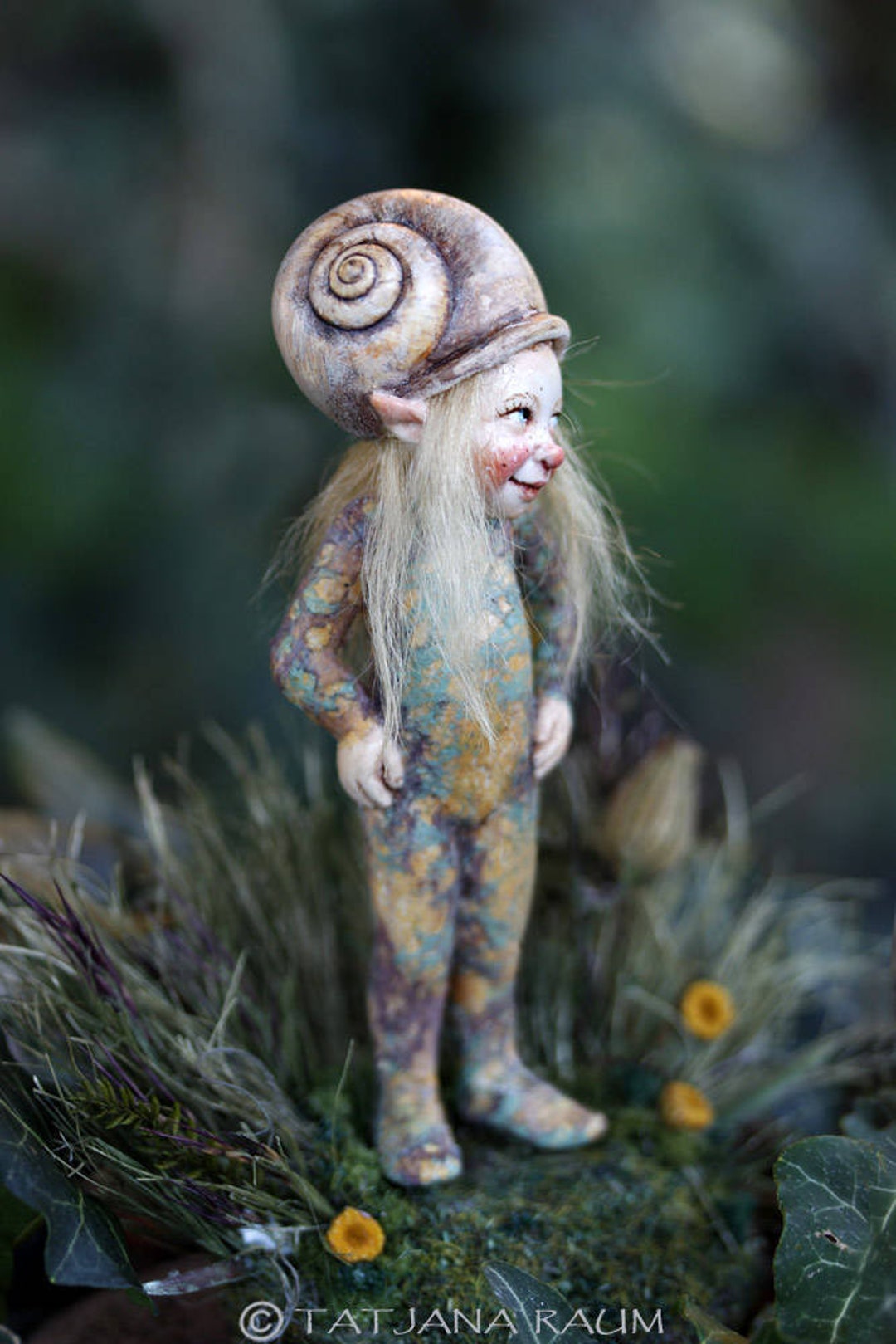 Miniature Pixie Girl With Snail Hat 1:12 Dollhouse Size by Tatjana Raum ...