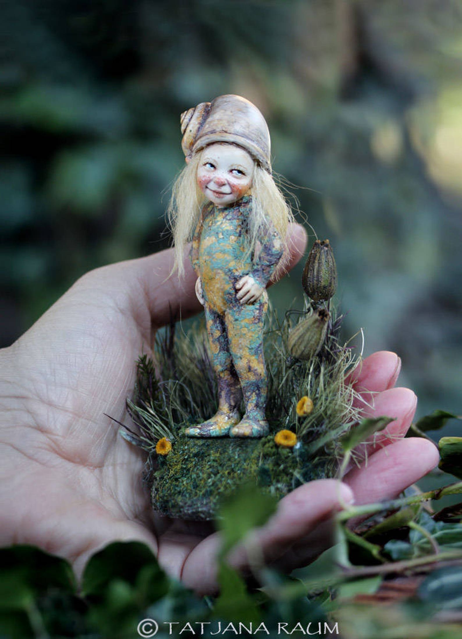 Miniature Pixie Girl With Snail Hat 1:12 Dollhouse Size by - Etsy