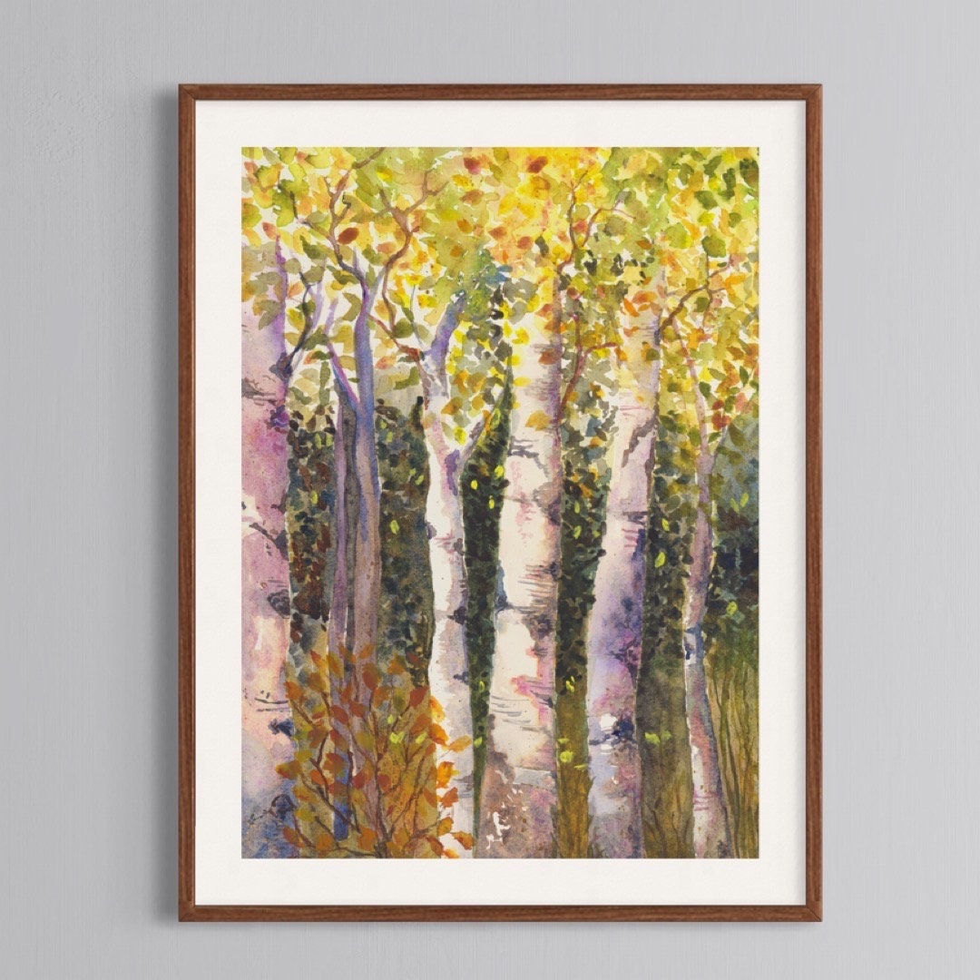 Watercolor Aspen Trees Giclée Print: Fall Foliage Art - Etsy